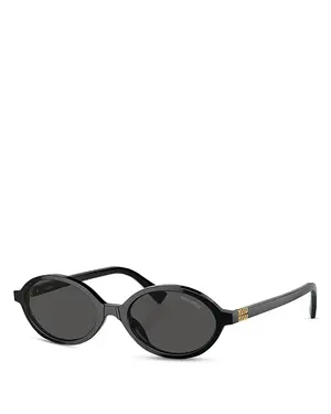 Miu Miu Regard Oval Blue Light Glasses, 50mm - Black