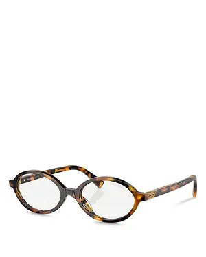 Miu Miu Regard Oval Blue Light Glasses, 50mm - Blonde Havana