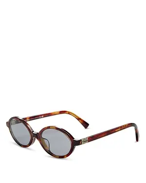 Miu Miu Regard Oval Blue Light Glasses, 50mm - Gray