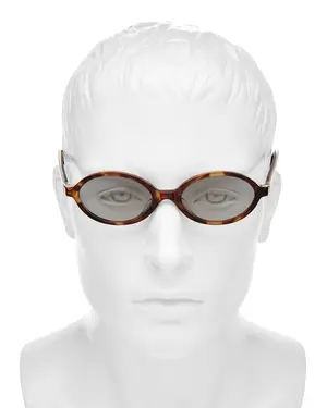 Miu Miu Regard Oval Blue Light Glasses, 50mm - Gray