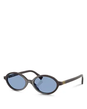 Miu Miu Regard Oval Blue Light Glasses, 50mm - Light Blue