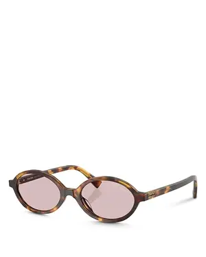 Miu Miu Regard Oval Blue Light Glasses, 50mm - Pink Havana