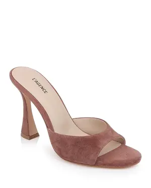 L'Agence Avery High Heel Slide Sandals - Hazel Suede