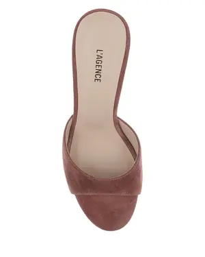 L'Agence Avery High Heel Slide Sandals - Hazel Suede
