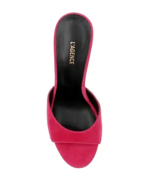 L'Agence Avery High Heel Slide Sandals - Rubino Suede