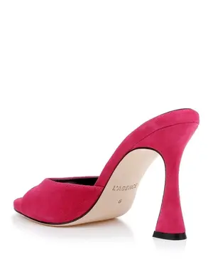 L'Agence Avery High Heel Slide Sandals - Rubino Suede