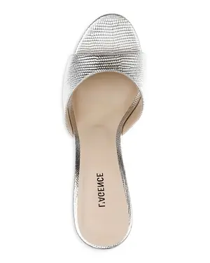 L'Agence Avery High Heel Slide Sandals - Silver Lizard