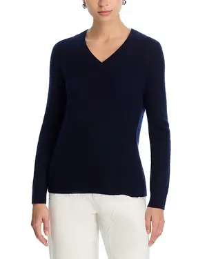 Bloomingdale'S C Exclusive V-neck Cashmere Sweater - Navy