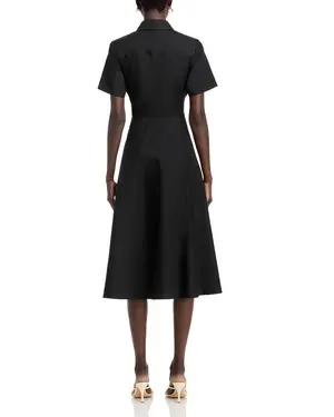 TOCCIN Megan Tie Front Midi Shirt Dress - Jet