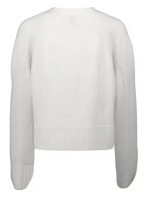 ALLUDE Buttoned V-neck Cardigan - White