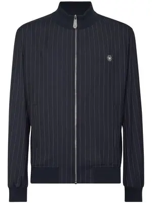 Philipp Plein Pinstriped Bomber Jacket - Blue