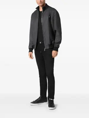 Philipp Plein Pinstriped Bomber Jacket - Grey