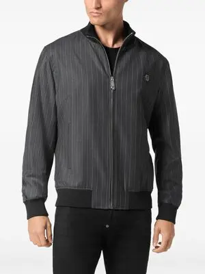 Philipp Plein Pinstriped Bomber Jacket - Grey