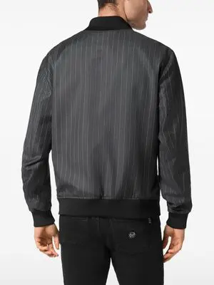 Philipp Plein Pinstriped Bomber Jacket - Grey