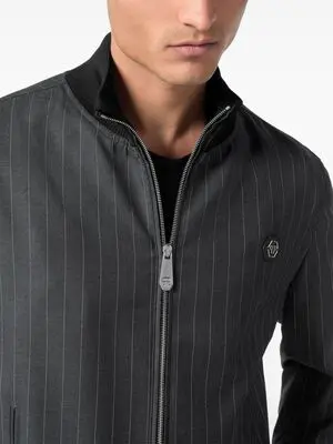 Philipp Plein Pinstriped Bomber Jacket - Grey
