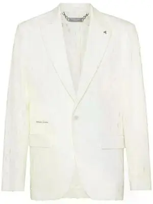 Philipp Plein Distressed Blazer - White