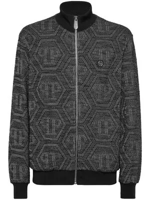 Philipp Plein Monogram-jacquard Bomber Jacket - Black