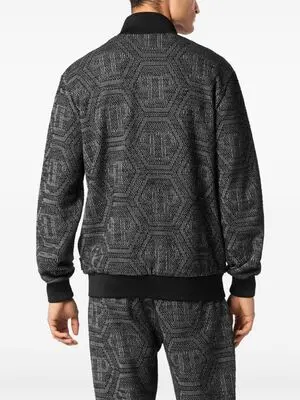Philipp Plein Monogram-jacquard Bomber Jacket - Black
