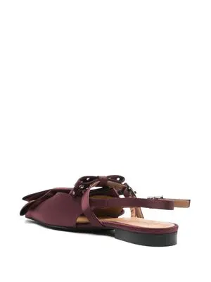 GANNI Ballerina Shoes With Bow Detailing - Red