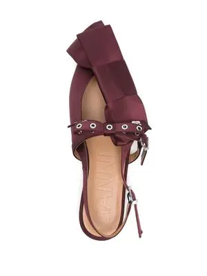GANNI Ballerina Shoes With Bow Detailing - Red