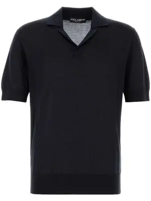 Dolce & Gabbana Silk Polo Shirt - Blue