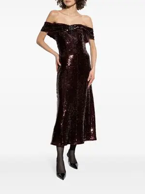 SELF-PORTRAIT Sequinned Off-shoulder Dress