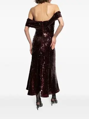 SELF-PORTRAIT Sequinned Off-shoulder Dress