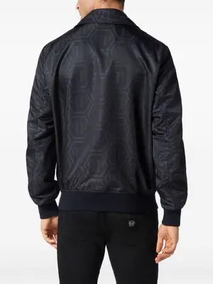 Philipp Plein Monogram Jacquard Bomber Jacket - Blue
