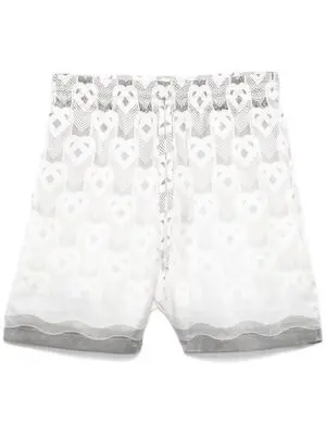 Casablanca Heart-monogram Silk Shorts - Grey