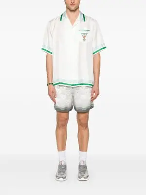 Casablanca Heart-monogram Silk Shorts - Grey