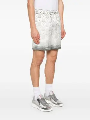 Casablanca Heart-monogram Silk Shorts - Grey