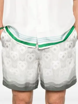 Casablanca Heart-monogram Silk Shorts - Grey