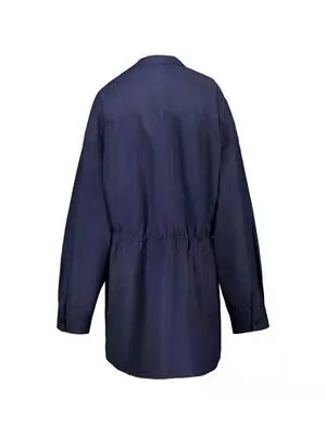 Balenciaga Mock Neck Oversized Mini Dress With Button Front Placket - Blue