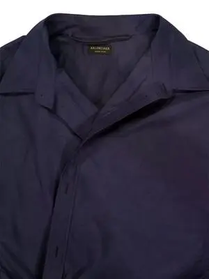 Balenciaga Mock Neck Oversized Mini Dress With Button Front Placket - Blue