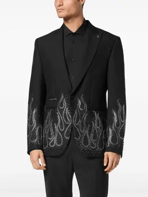 Philipp Plein Rhinestone-flame Embellished Blazer