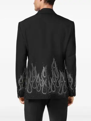 Philipp Plein Rhinestone-flame Embellished Blazer