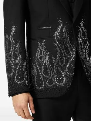 Philipp Plein Rhinestone-flame Embellished Blazer