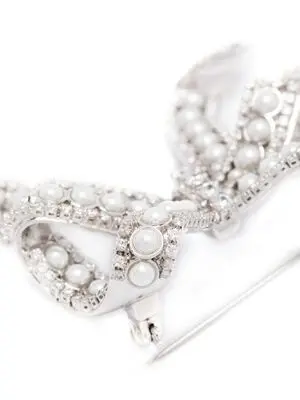 SELF-PORTRAIT Crystal-embellished Bow Brooch