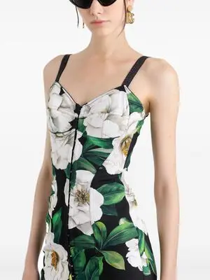 Dolce & Gabbana Mini Floral-print Dress - Black