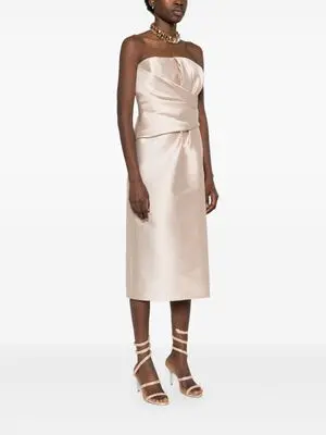 Alberta Ferretti Strapless Midi Dress - Neutrals