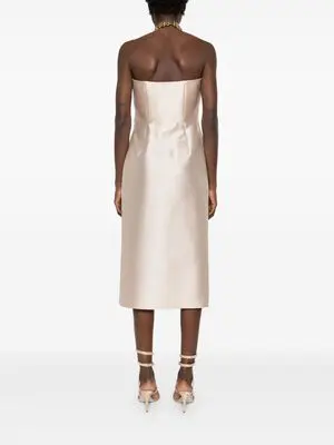 Alberta Ferretti Strapless Midi Dress - Neutrals