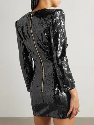 Balmain Double-breasted Sequined Crepe Mini Dress