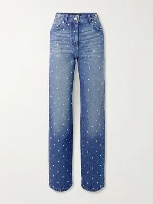 Versace Crystal-embellished Straight-leg Jeans