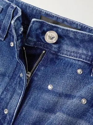 Versace Crystal-embellished Straight-leg Jeans