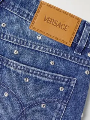 Versace Crystal-embellished Straight-leg Jeans