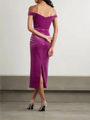 Alex Perry Off-the-shoulder Stretch-velvet Midi Dress