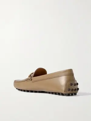 TOD'S Gommino Embellished Leather Loafers - Neutrals