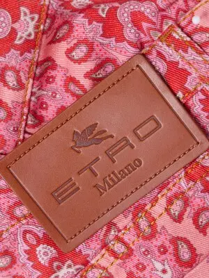 Etro Frayed Paisley-print Denim Shorts