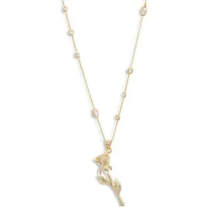 VIDAKUSH Rose Pendant Raindrop Chain Necklace - Gold