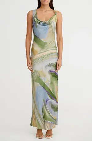 Significant Other Bianca Marble Print Slipdress